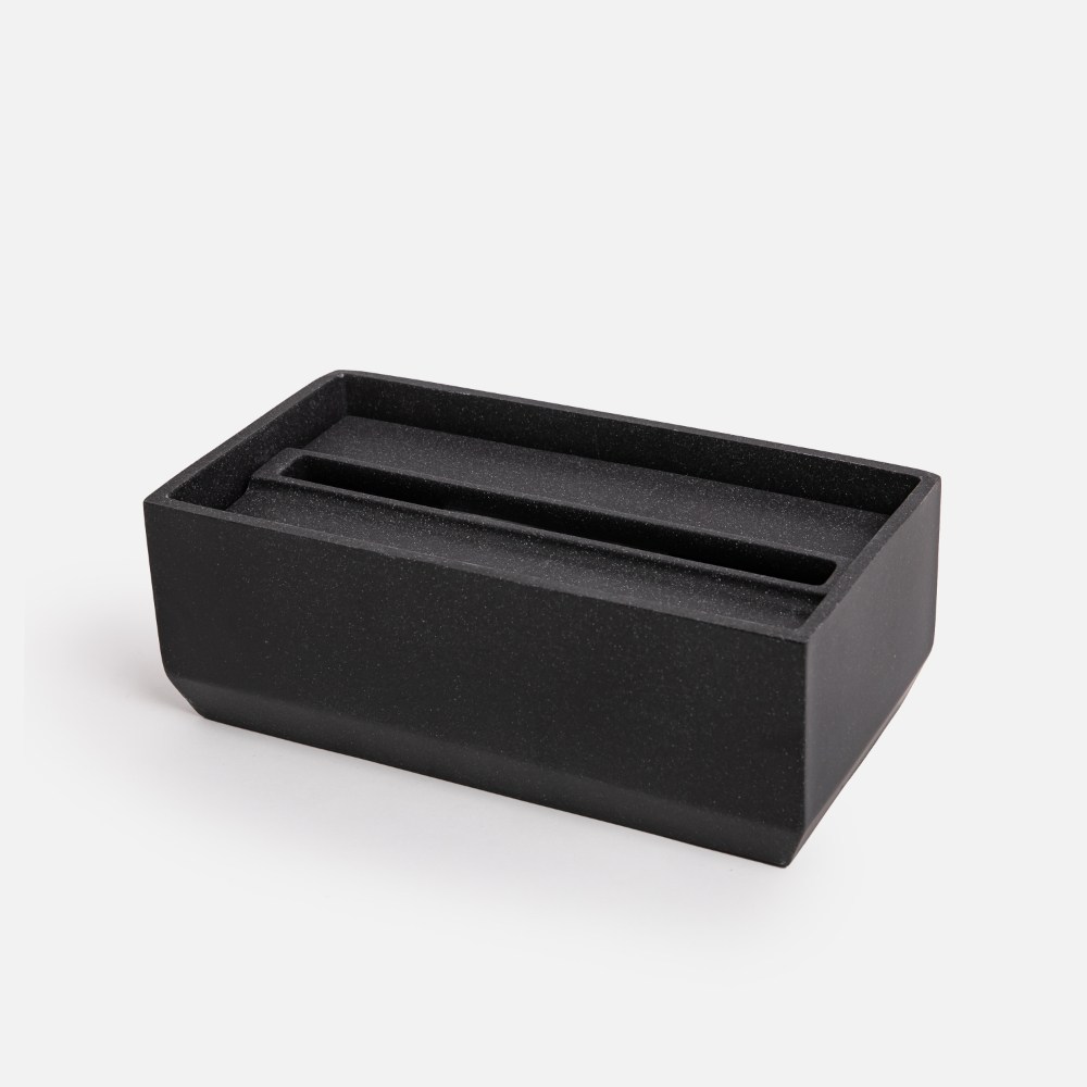 ideaco砂岩下降式沉蓋面紙盒 黑｜HOLA 和樂家居｜HOLA 和樂家居