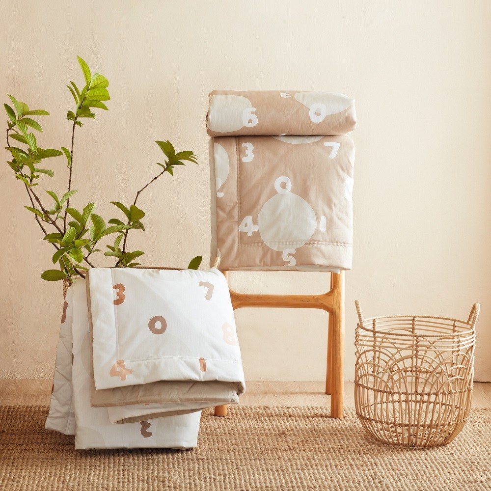 SOU．SOU純棉涼被單人 淺卡其SO-SU-U十數和圓點｜寢具床墊｜HOLA 和樂家居