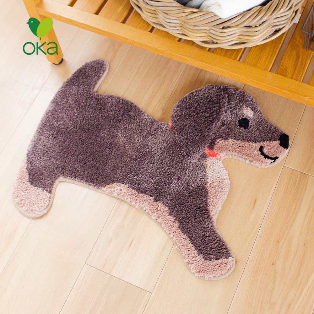 【日本OKA】FUND!T 可愛動物造型可水洗家居地墊-臘腸犬｜窗簾家飾｜特力屋．特力屋線上購物