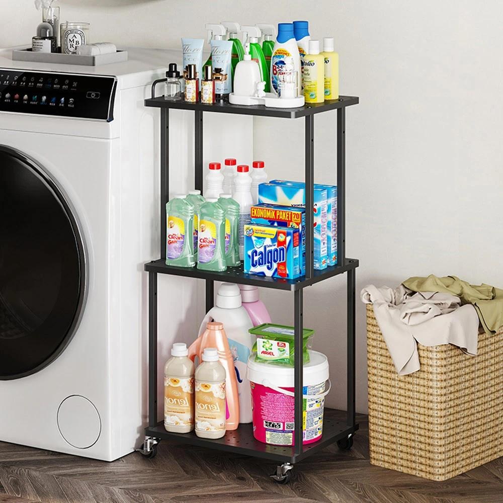 【AOTTO】多功能三層附輪廚房電器置物架(推車 收納架 層架)黑色｜層架收納｜特力屋．特力屋線上購物