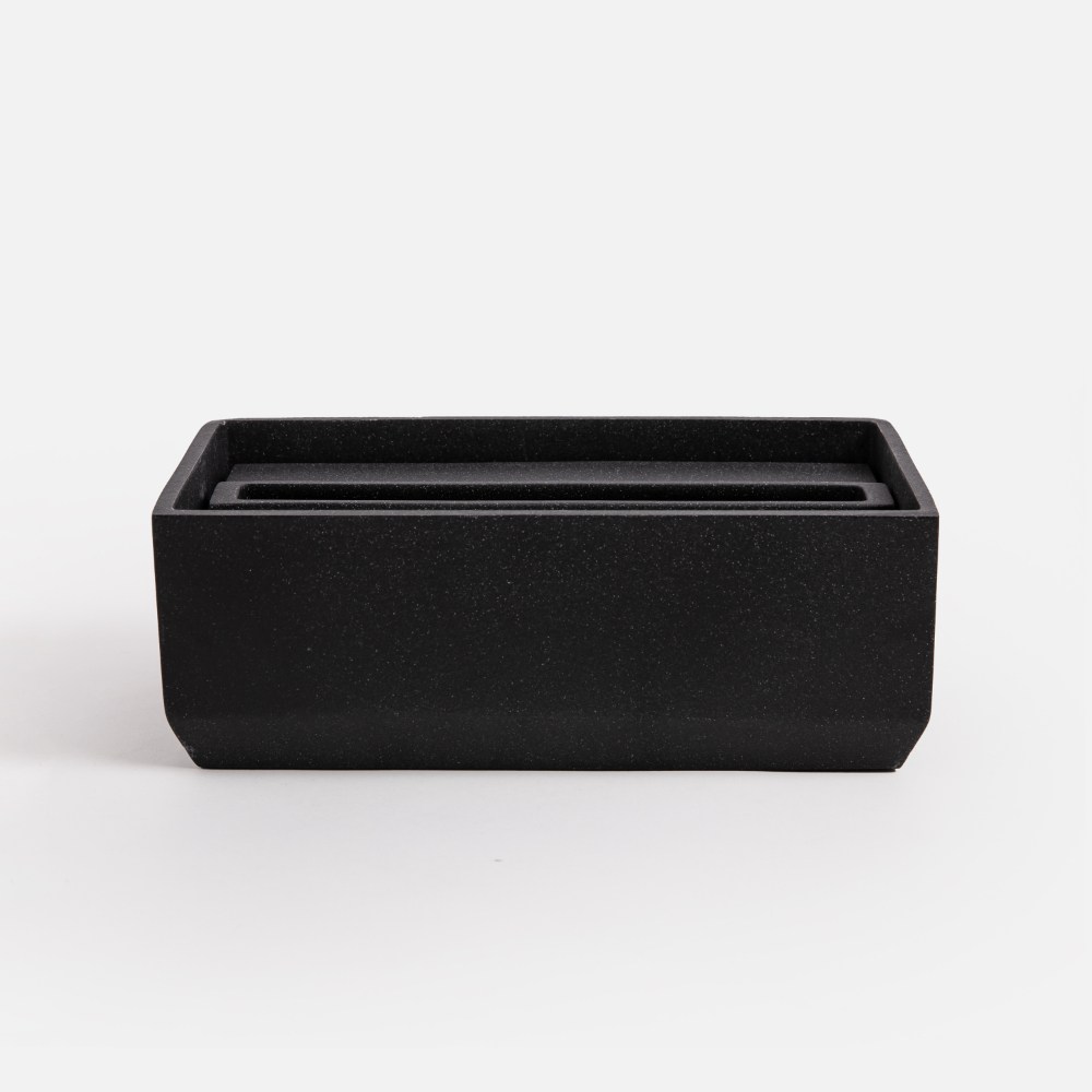 ideaco砂岩下降式沉蓋面紙盒 黑｜HOLA 和樂家居｜HOLA 和樂家居
