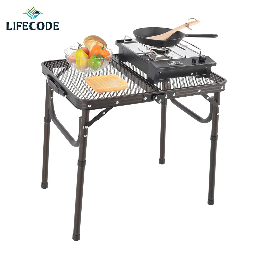 LIFECODE 全網鋁合金折疊桌60x45x高25/55cm-古銅色｜園藝休閒｜特力屋．特力屋線上購物