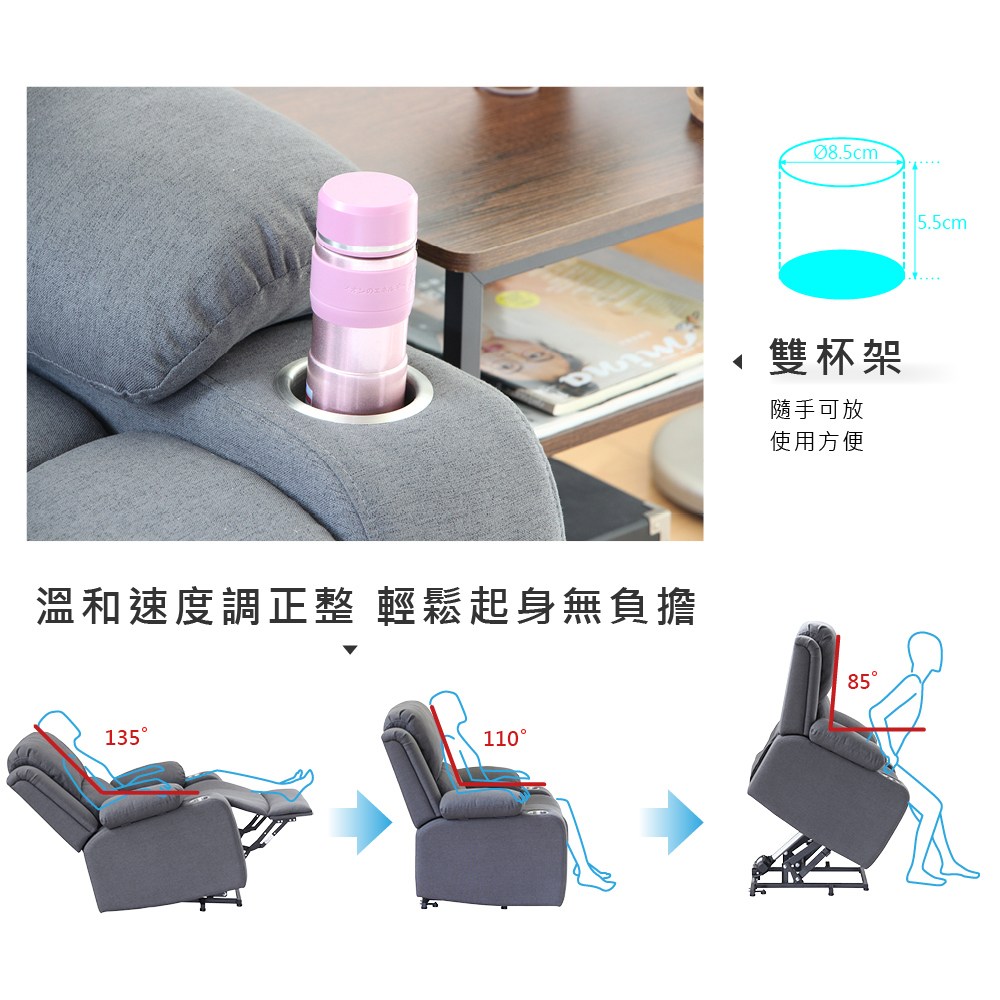【RICHOME】愛樂椅電動功能沙發(附 USB/無線充電座)古典棕(PU皮)｜家具床墊｜特力屋．特力屋線上購物