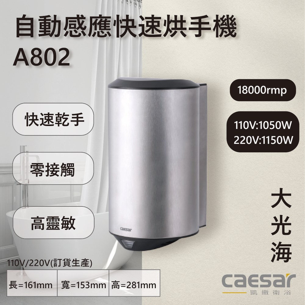 凱撒衛浴CAESAR 自動感應快速烘手機110V（A802）｜衛浴設備｜特力屋．特力屋線上購物