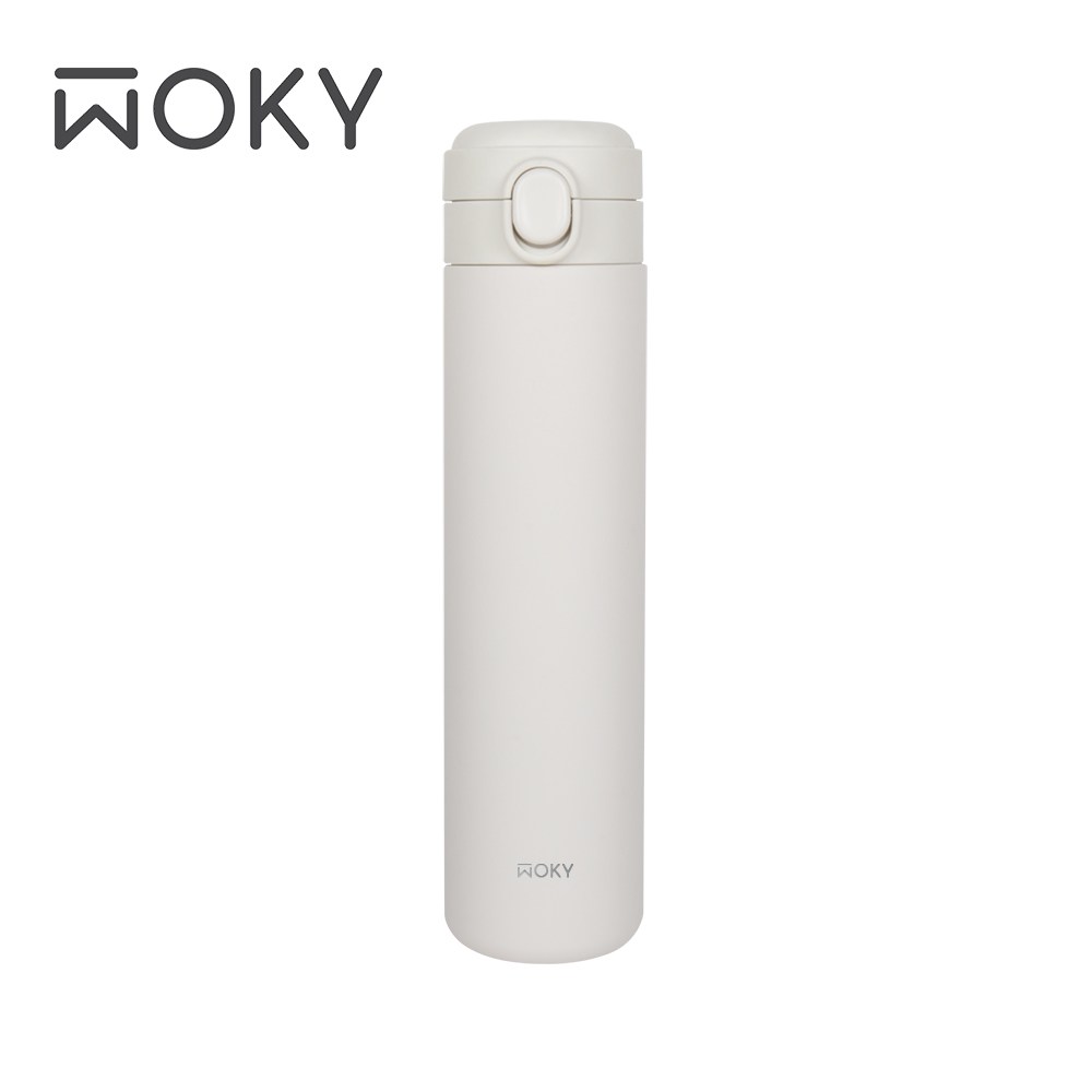 【WOKY 沃廚】輕量彈蓋鈦陶瓷易潔層保溫杯600ml-白色｜日用品｜HOLA 和樂家居