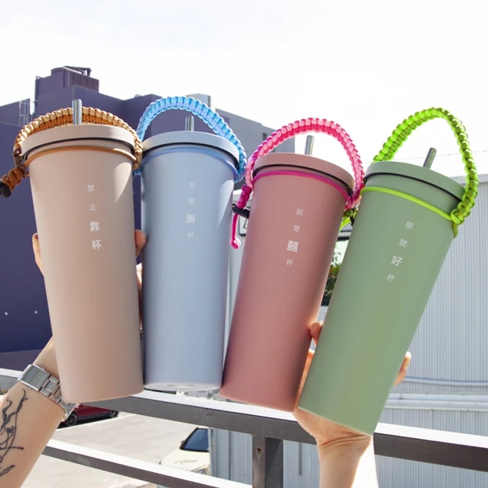 人生杯句-304不鏽鋼吸管杯850ml-我要勝杯-藍｜日用品｜HOLA 和樂家居