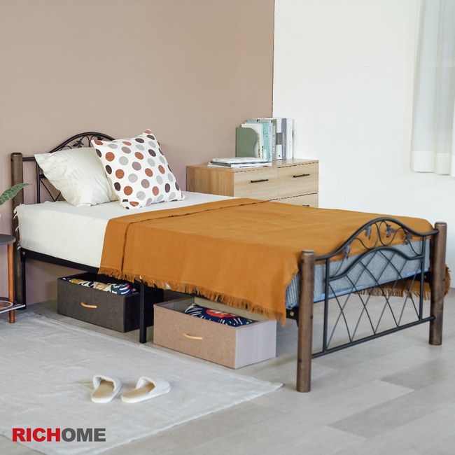 【RICHOME】 萊麗雅3.5呎單人床胡桃色+黑色｜家具床墊｜特力屋．特力屋線上購物