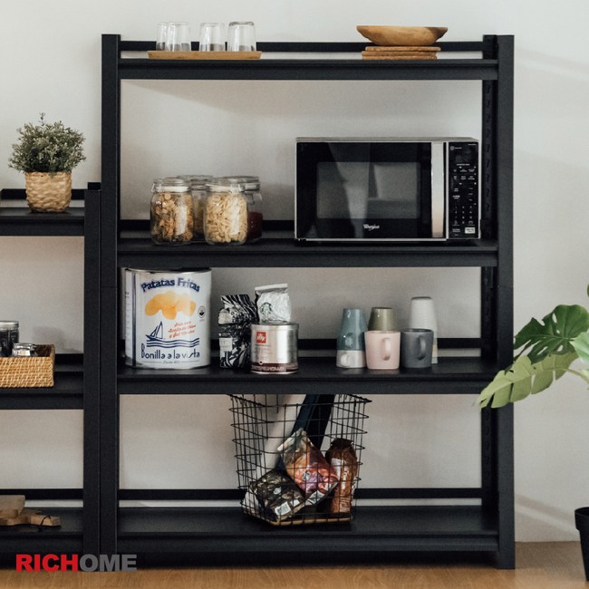 【RICHOME】鋼鐵人角鋼四層架 -10040130黑色｜層架收納｜特力屋．特力屋線上購物