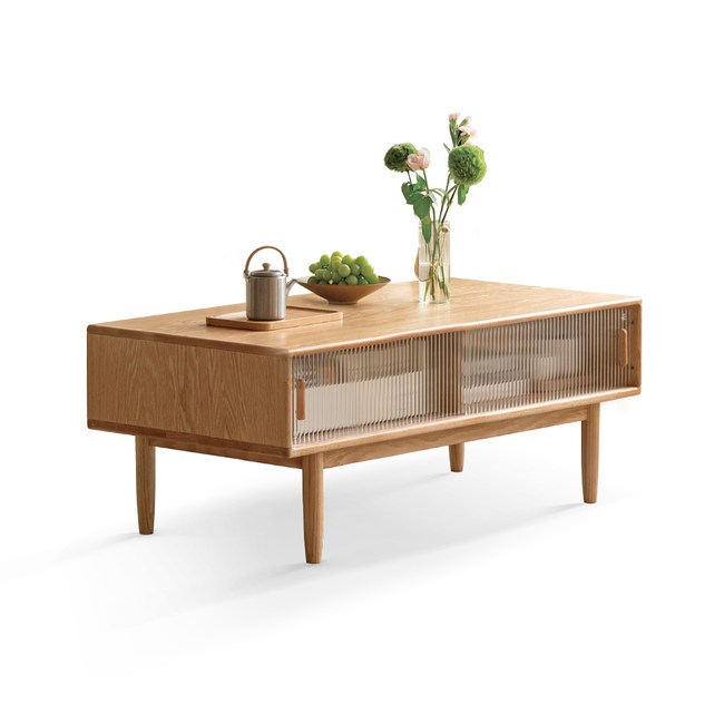 hoi! 源氏木語光岩橡木原木色玻璃移門茶几0.99M Y150J14｜家具床墊｜特力屋．特力屋線上購物