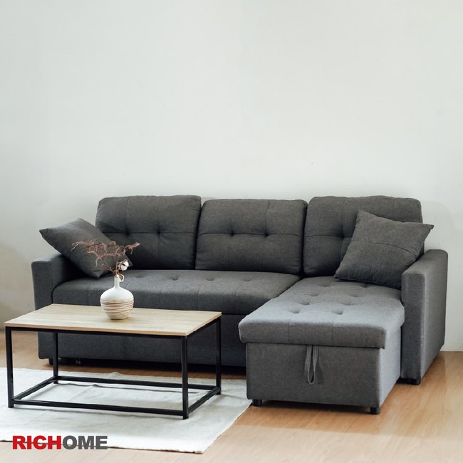 【RICHOME】法蘭L型沙發床貓抓皮灰｜家具床墊｜特力屋．特力屋線上購物