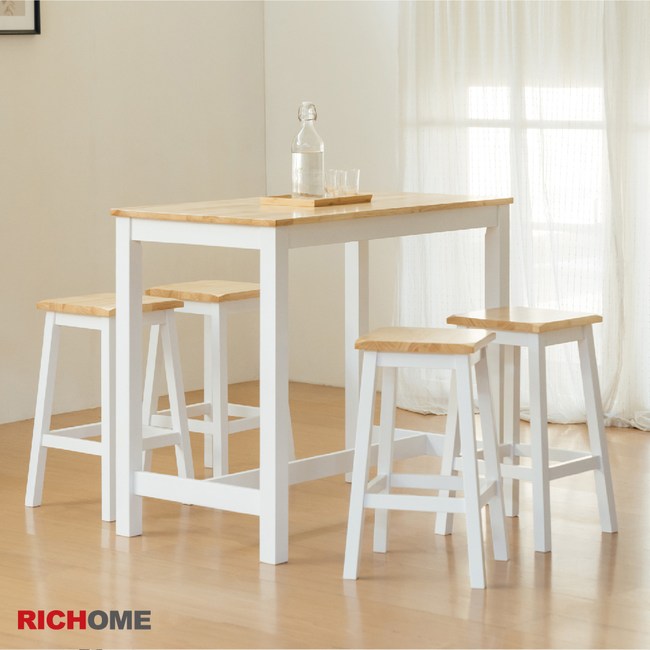 【RICHOME】艾莉西亞實木高腳椅原木色 + 白色｜家具床墊｜特力屋．特力屋線上購物