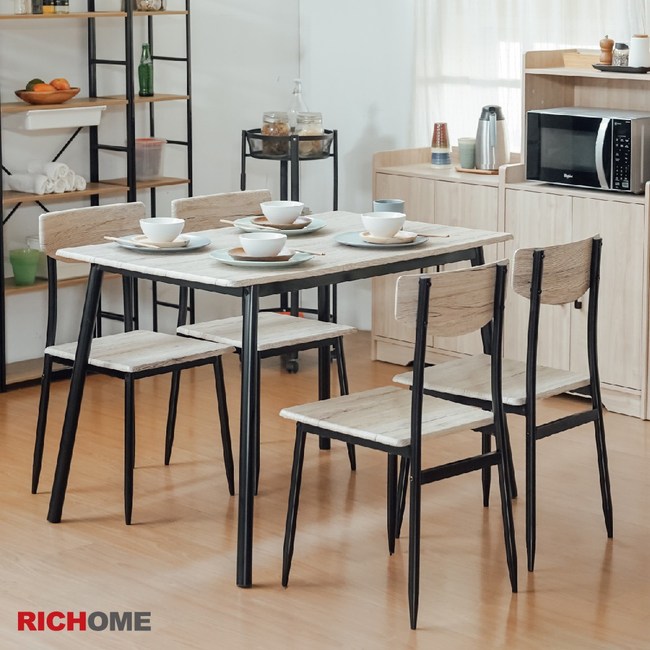 【RICHOME】傑佛理餐桌椅組(一桌四椅)｜家具床墊｜特力屋．特力屋線上購物