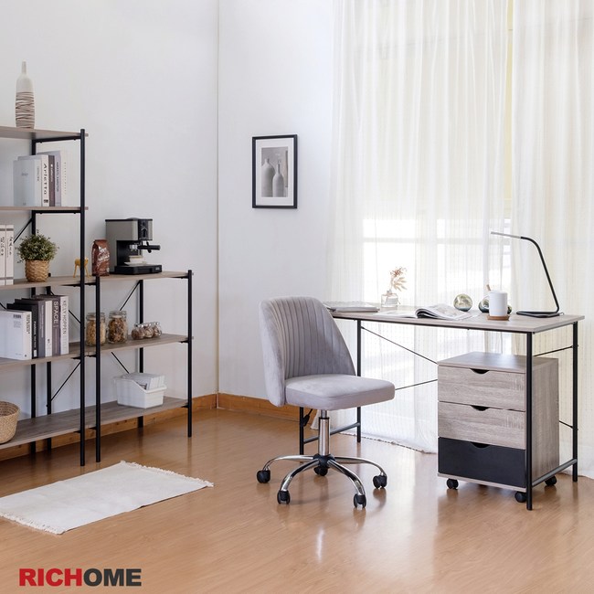【RICHOME】北歐風E1板三抽櫃橡木色 + 黑色｜家具｜特力屋．特力屋線上購物