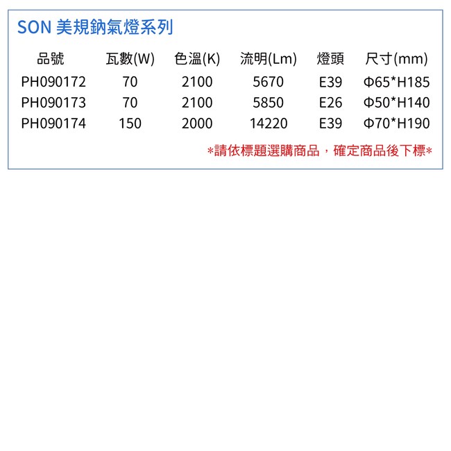 PHILIPS飛利浦 C70S62/M 70W E26 BD17 美規鈉氣燈泡｜燈具照明｜特力屋．特力屋線上購物