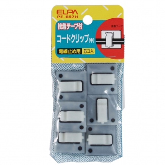 ELPA日本朝日吊掛式自黏固線夾 中 6入 PE-697H｜燈具照明｜特力屋．特力屋線上購物