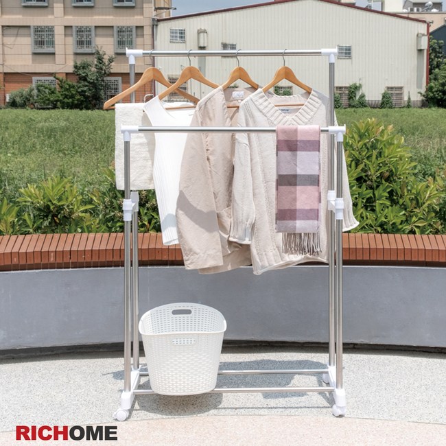 【RICHOME】麗可不銹鋼雙桿衣架銀色｜家用清潔｜特力屋．特力屋線上購物