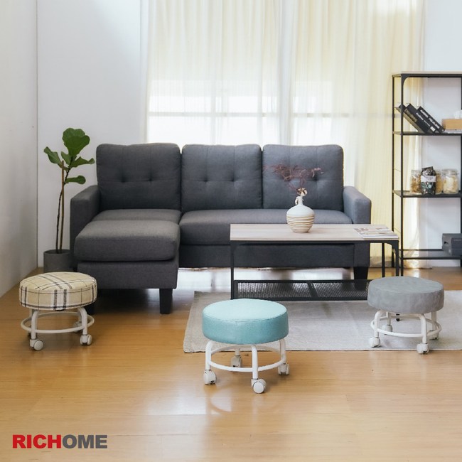 【RICHOME】飄浮滑輪小圓椅灰色｜家具床墊｜特力屋．特力屋線上購物
