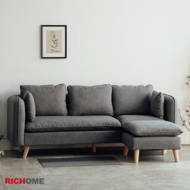 【RICHOME】米亞L型三人沙發灰色｜家具床墊｜特力屋．特力屋線上購物