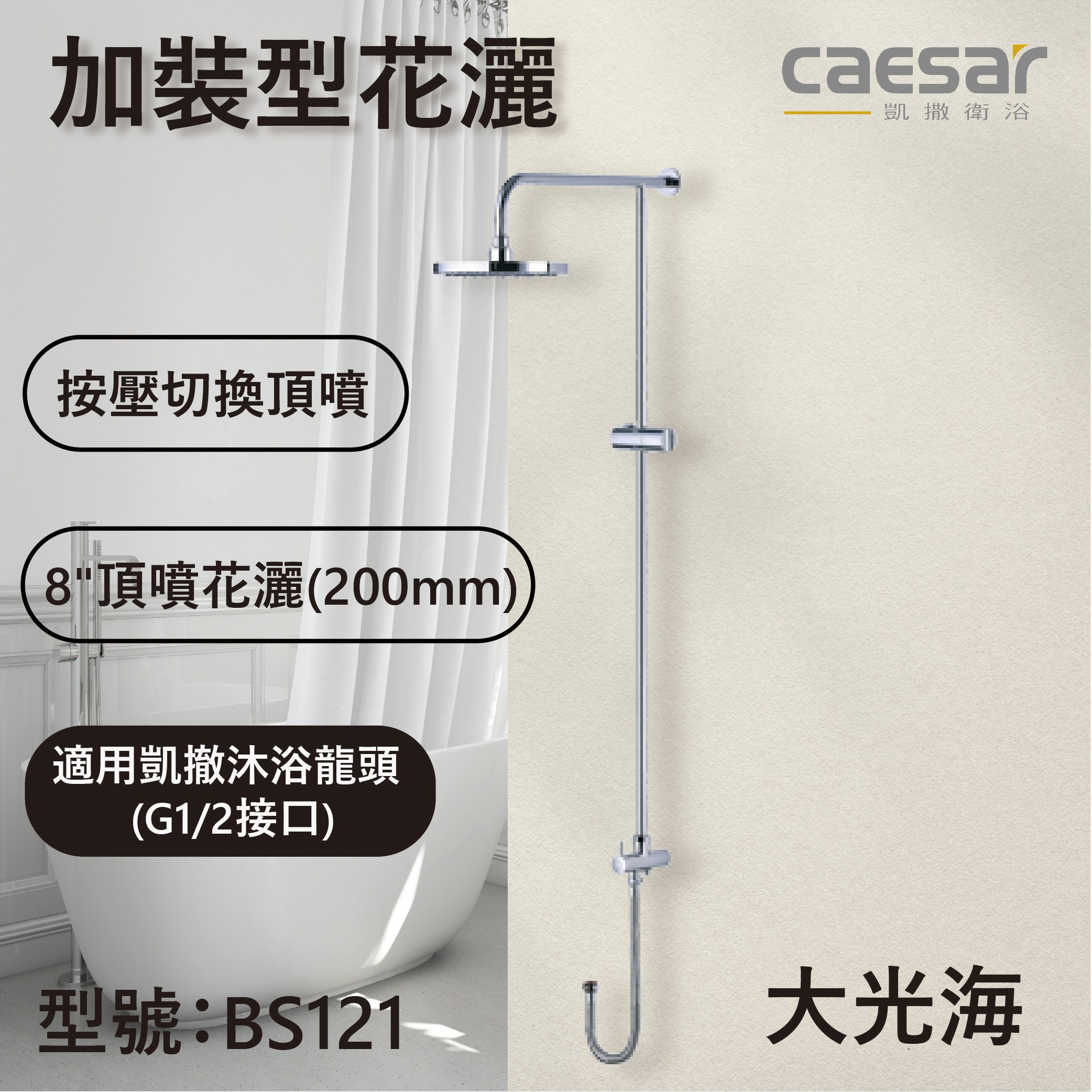 凱撒衛浴 CAESAR 加裝型花灑組BS121｜衛浴設備｜特力屋．特力屋線上購物