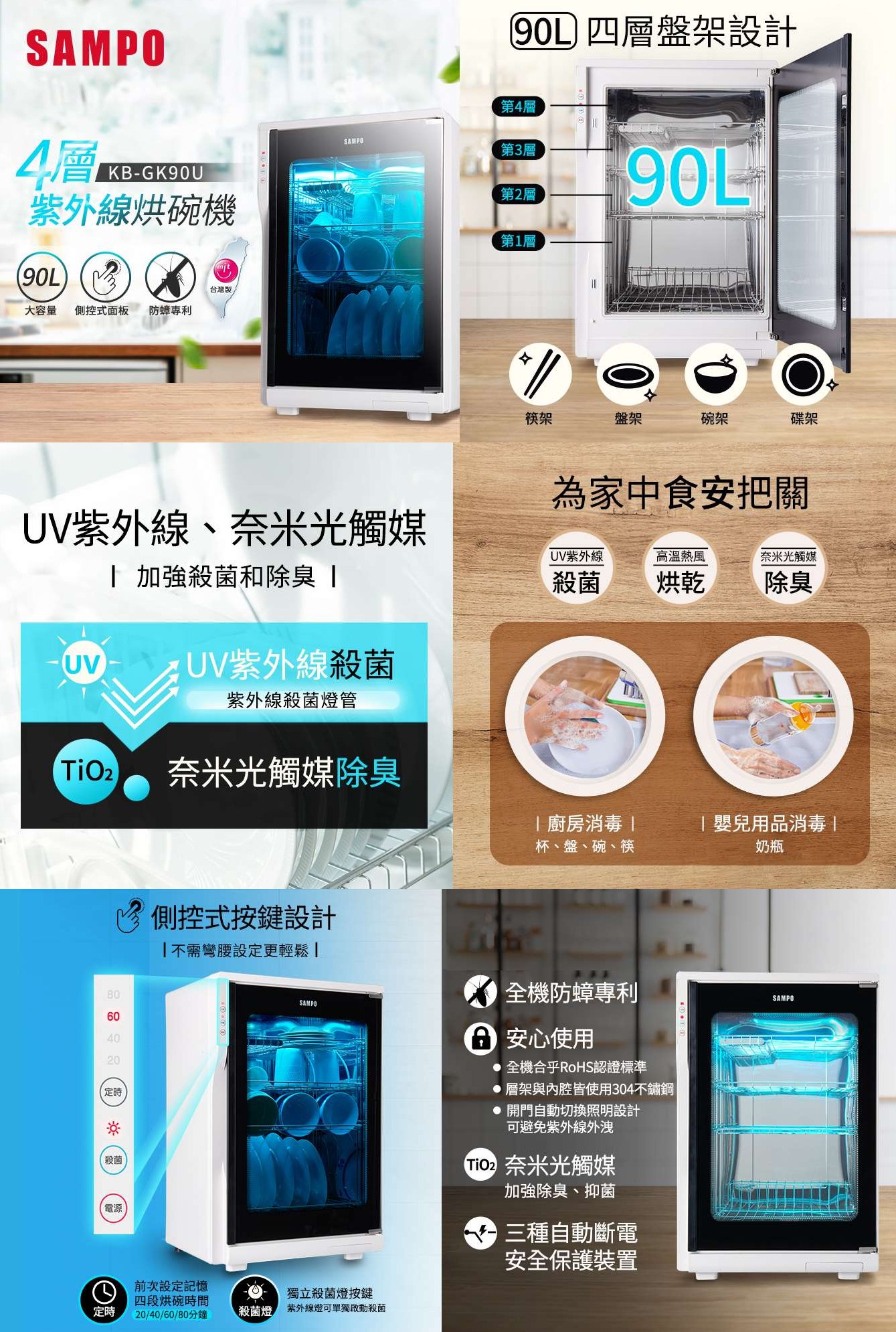SAMPO 聲寶 KB-GK90U 四層紫外線烘碗機 90L大容量｜廚房淨水｜特力屋．特力屋線上購物